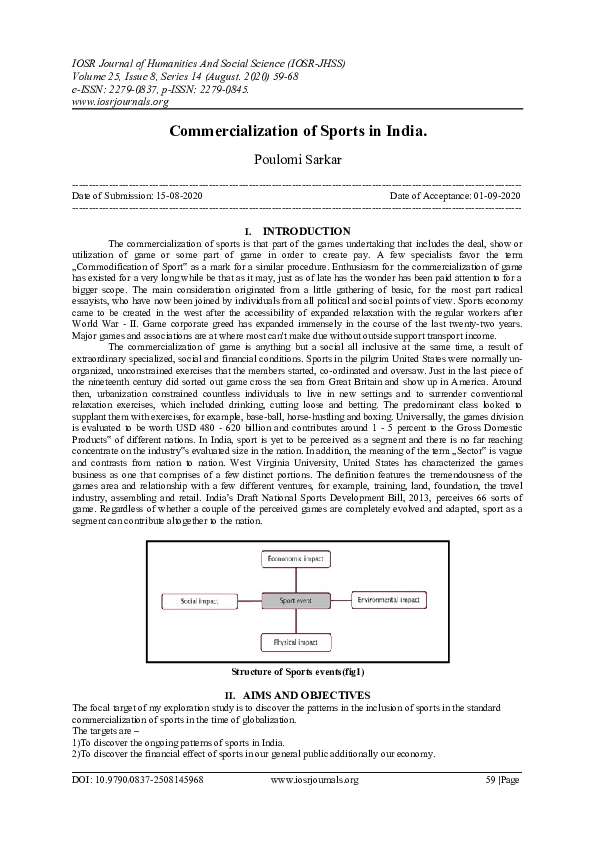 (DOC) Commercialization of Sports in India
