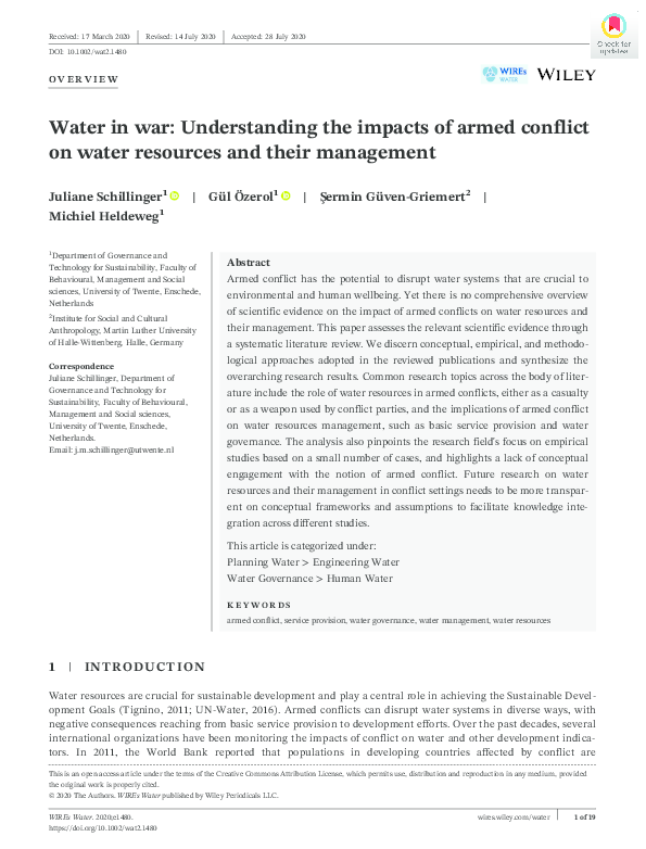 (PDF) Water in war: Understanding the impacts of armed conflict on ...