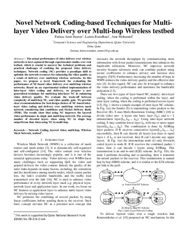 (PDF) Novel Network Coding-based Techniques for Multi-layer Video ...