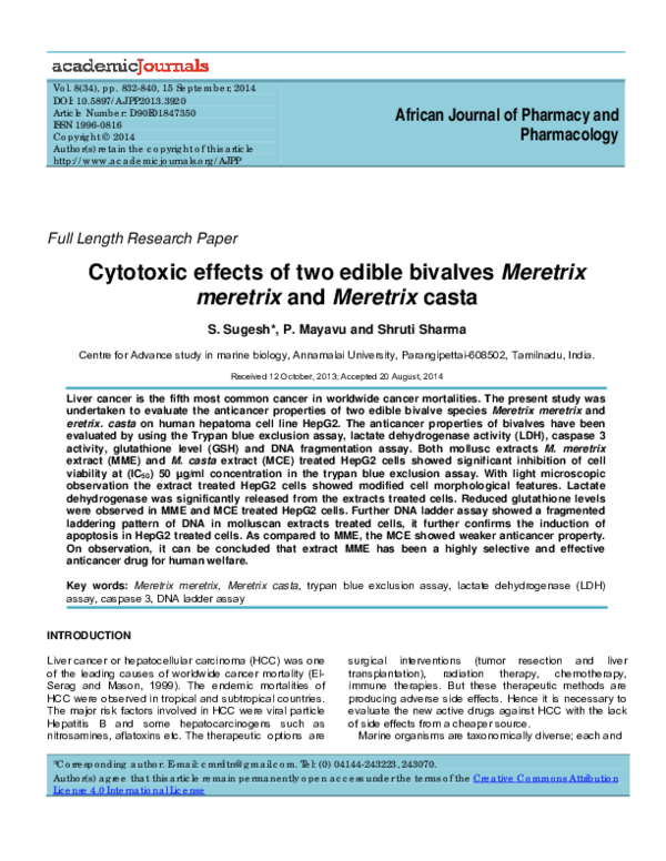 (PDF) African Journal of Pharmacy and Pharmacology Cytotoxic effects of ...