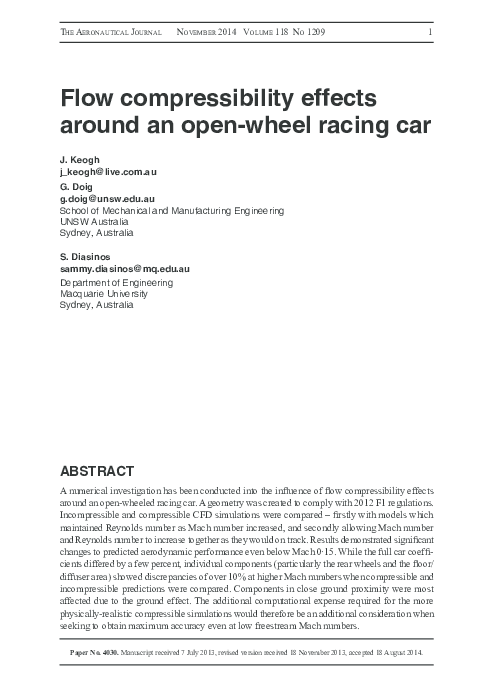 (PDF) Flow compressibility effects around an open-wheel racing car