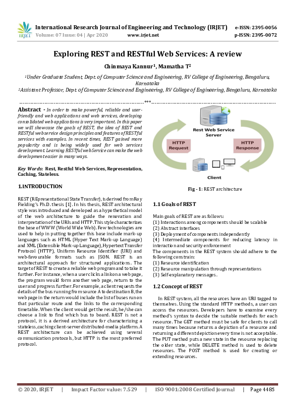 (PDF) IRJET- Exploring REST and RESTful Web Services: A review
