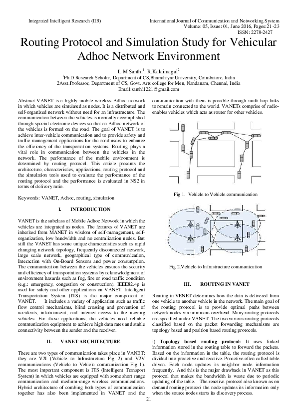 (PDF) Routing Protocol and Simulation Study for Vehicular Adhoc Network ...