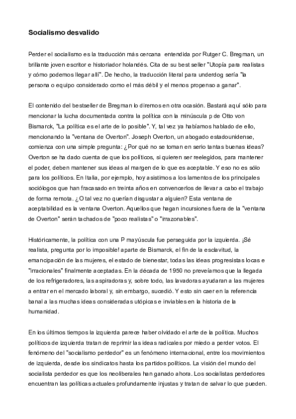 Socialismo desvalido