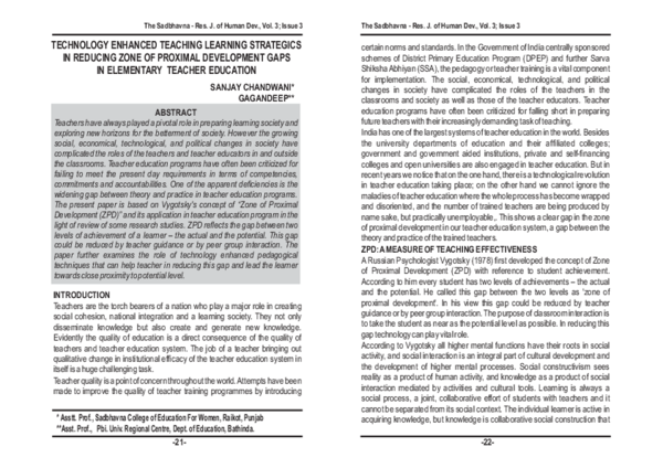 (PDF) TECHNOLOGY ENHANCED TEACHING LEARNING STRATEGICS IN REDUCING ZONE OF PROXIMAL DEVELOPMENT ...