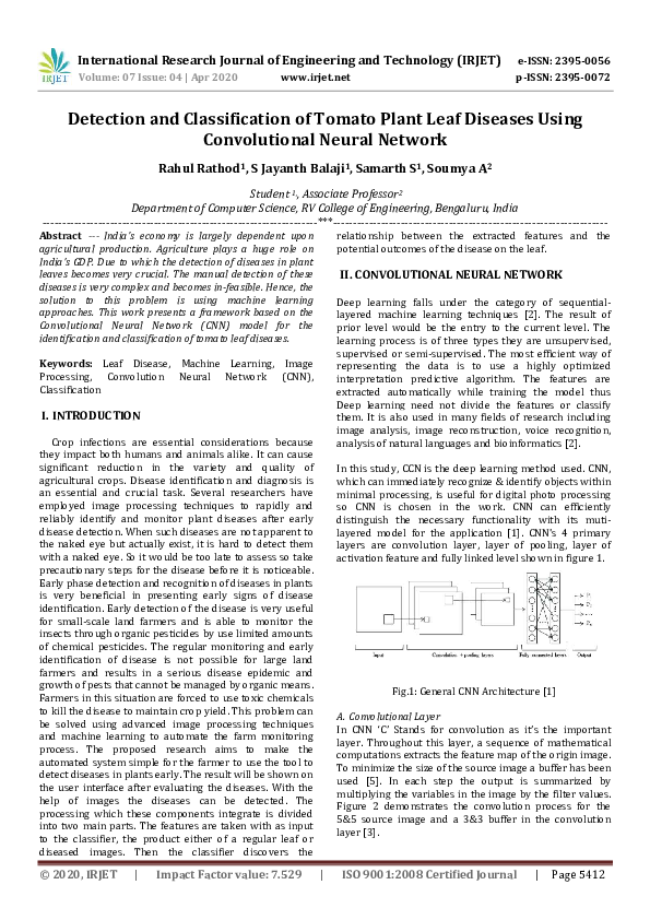 (PDF) IRJET- Detection and Classification of Tomato Plant Leaf Diseases Using Convolutional ...
