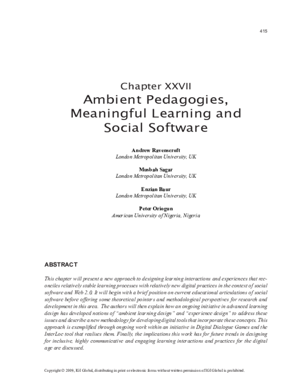 (PDF) Designing Meaningful Learning with Social Software