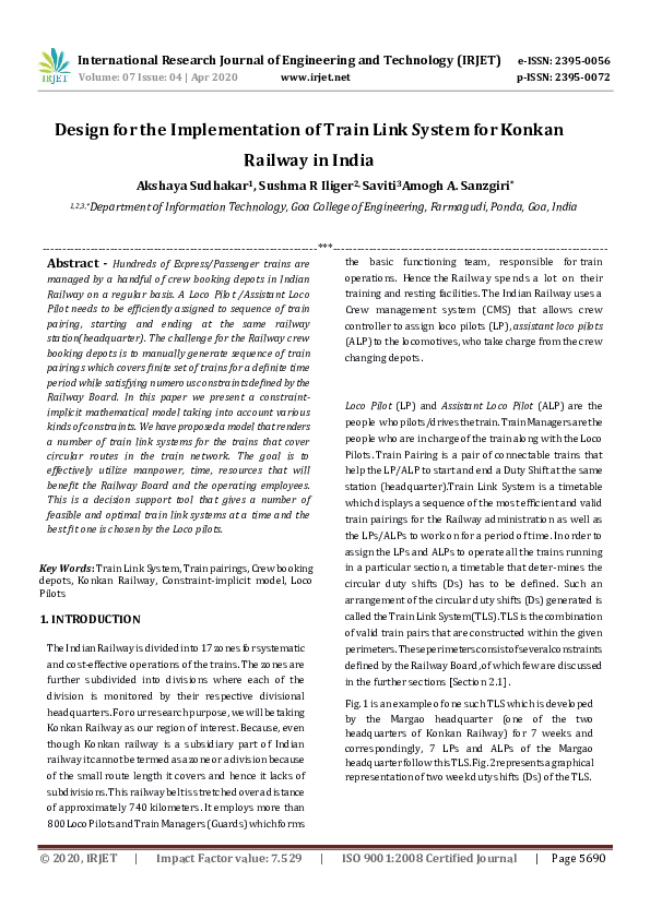 (PDF) IRJET- Design for the Implementation of Train Link System for ...