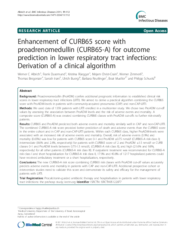 (PDF) Enhancement of CURB65 score with proadrenomedullin (CURB65-A) for ...