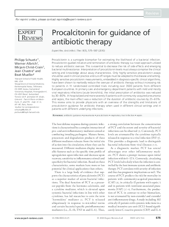 (PDF) Procalcitonin for guidance of antibiotic therapy