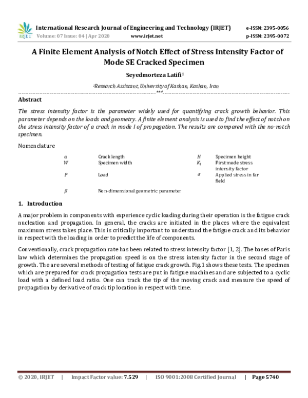 (PDF) IRJET- A Finite Element Analysis of Notch Effect of Stress ...