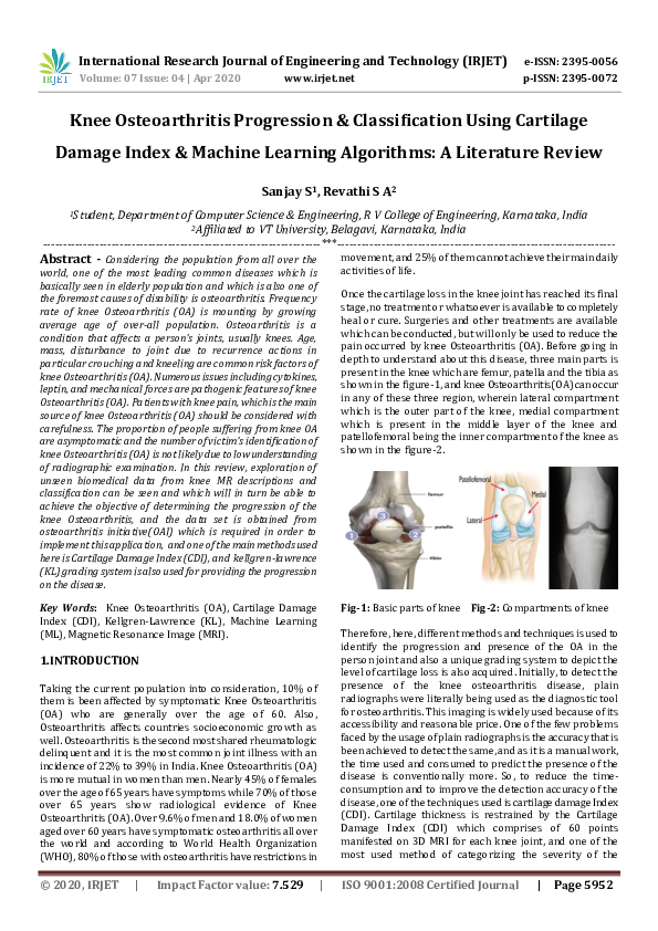 (PDF) IRJET- Knee Osteoarthritis Progression & Classification Using ...