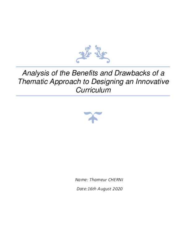 (PDF) Analysis of the Benefits and Drawbacks of a Thematic Approach to ...
