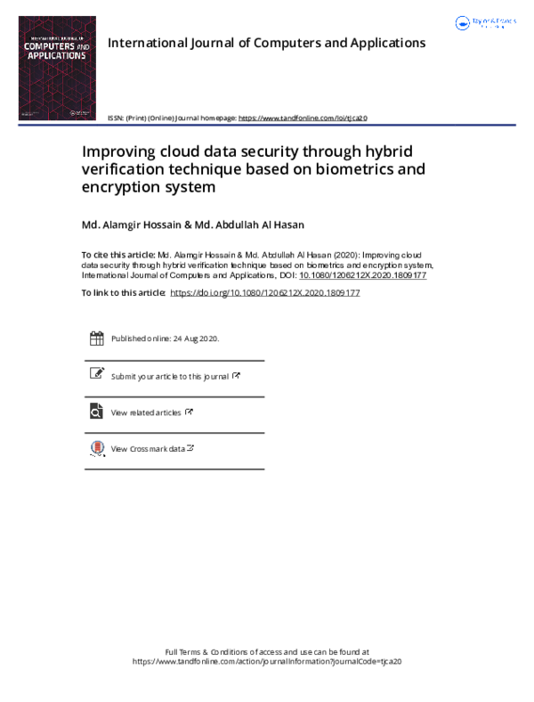Pdf Improving Cloud Data Security Through Hybrid Verification