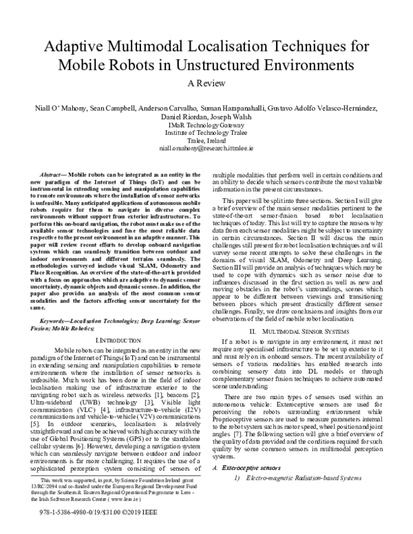 Pdf Adaptive Multimodal Localisation Techniques For Mobile Robots In
