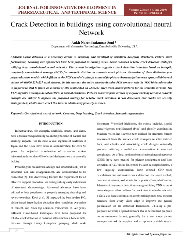 Pdf Crack Detection In Buildings Using Convolutional Neural Network