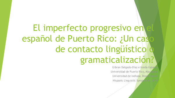 (PDF) El imperfecto progresivo en el español de Puerto Rico: ¿Un caso ...