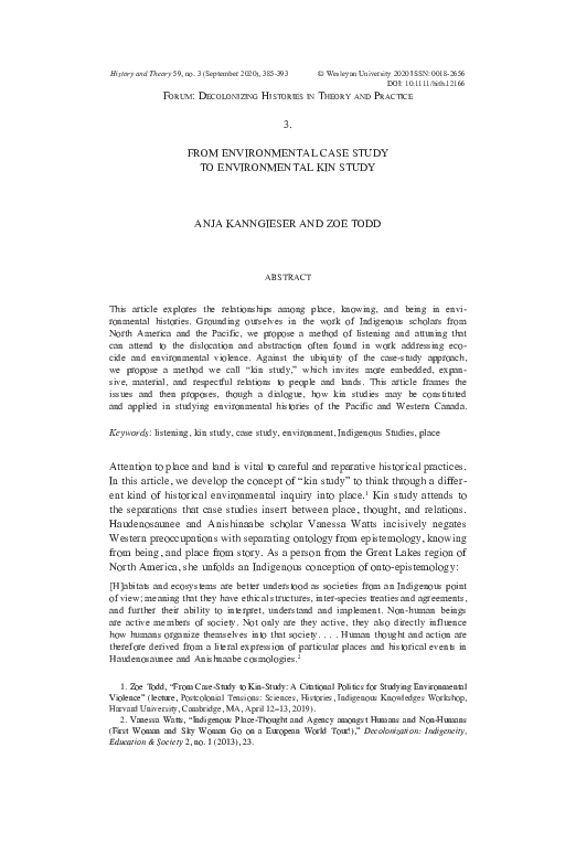 (PDF) FROM ENVIRONMENTAL CASE STUDY TO ENVIRONMENTAL KIN STUDY