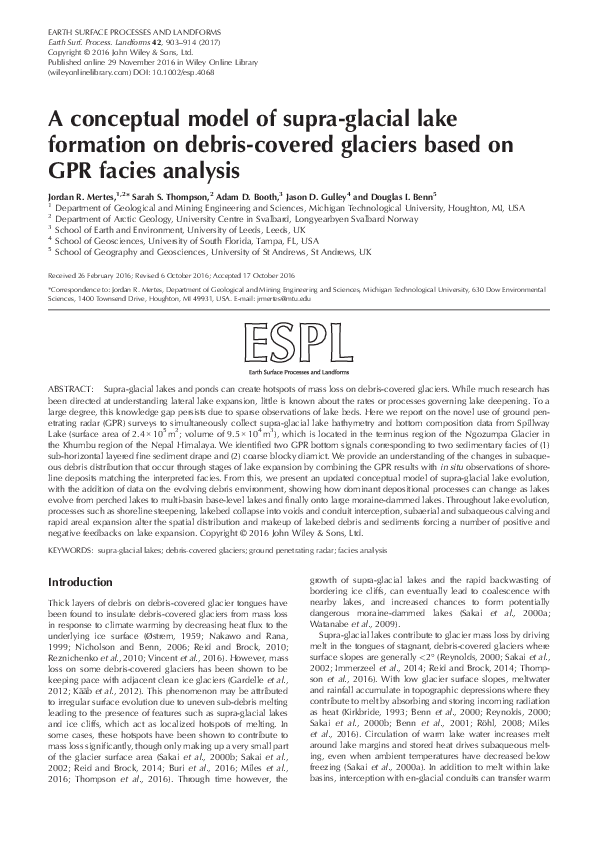 (PDF) A conceptual model of supra-glacial lake formation on debris ...
