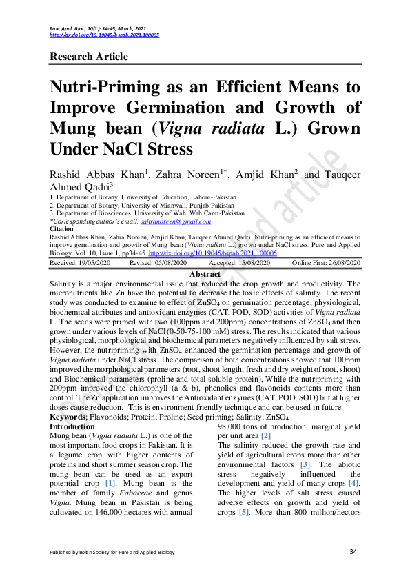 (PDF) Nutri-Priming as an Efficient Means to Improve Germination and Growth of Mung bean (Vigna ...