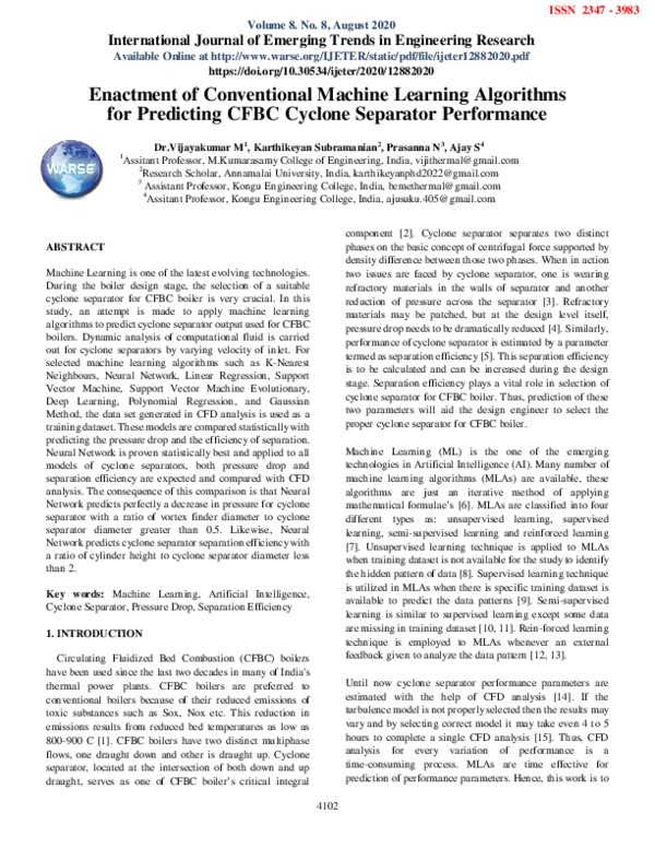 (PDF) Enactment of Conventional Machine Learning Algorithms for ...