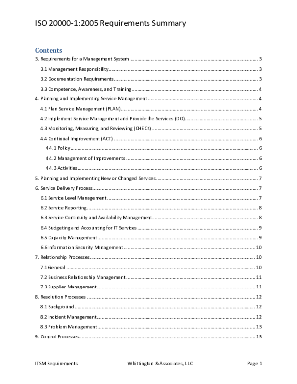 (PDF) ISO 20000 1 Requirements Summary