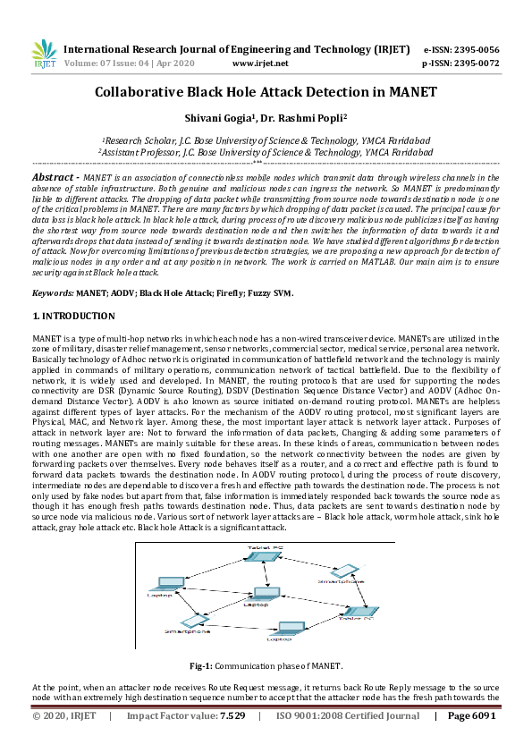 (PDF) Detecting Black Hole Attacks in MANET