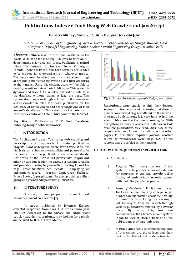 (PDF) IRJET- Publications Indexer Tool: Using Web Crawler and JavaScript