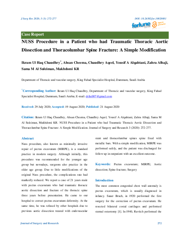 (PDF) NUSS Procedure in a Patient who had Traumatic Thoracic Aortic ...