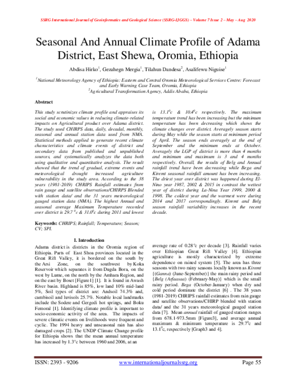 (PDF) Seasonal And Annual Climate Profile of Adama District, East Shewa ...