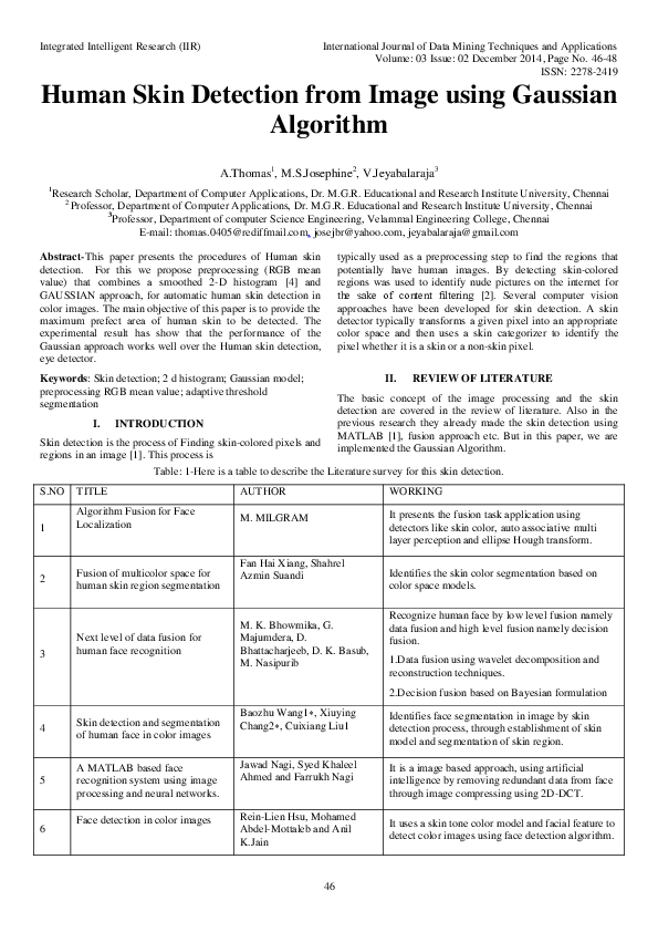 Pdf Human Skin Detection From Image Using Gaussian Algorithm