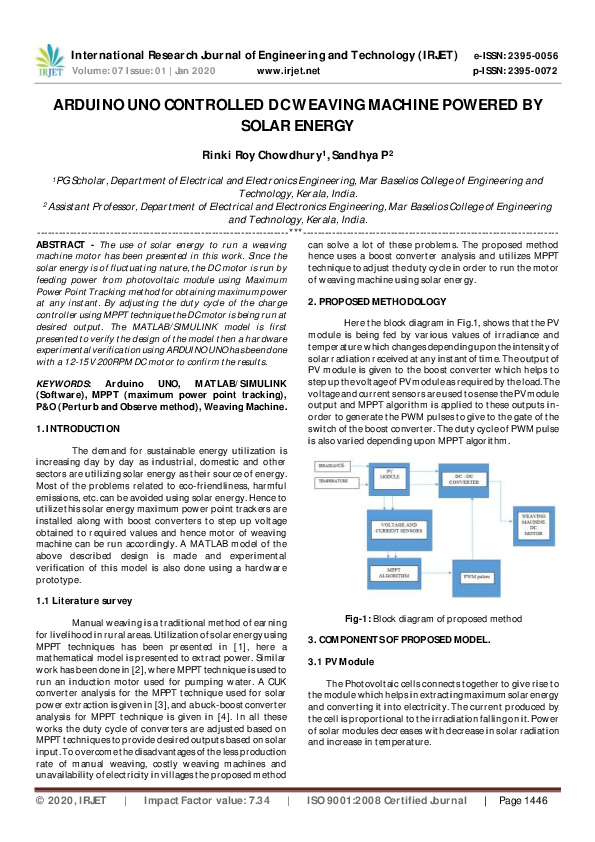 (PDF) IRJET- ARDUINO UNO CONTROLLED DC WEAVING MACHINE POWERED BY SOLAR ...