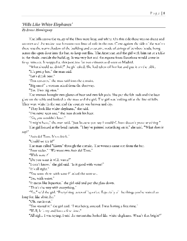 (PDF) Hills like White Elephants