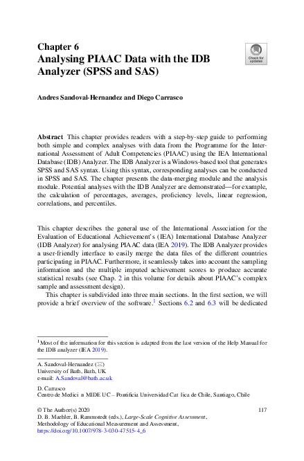 (PDF) Analysing PIAAC Data with the IDB Analyzer (SPSS and SAS)