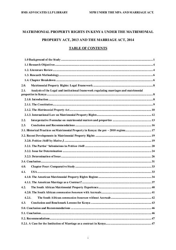 (PDF) MATRIMONIAL PROPERTY RIGHTS IN KENYA'S MATRIMONIAL PROPERTY ACT ...