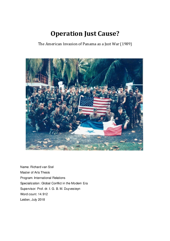 (PDF) Operation Just Cause? The American Invasion of Panama as a Just ...