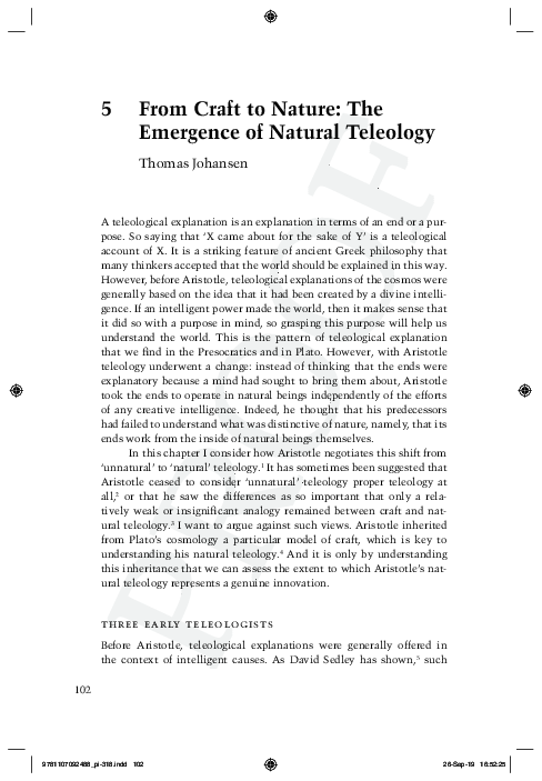 (PDF) From Craft to Nature: the emergence of natural teleology