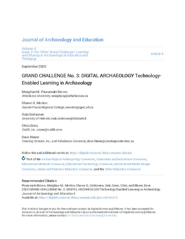 (PDF) * Digital Archaeology: Technology-Enabled Learning in Archaeology ...