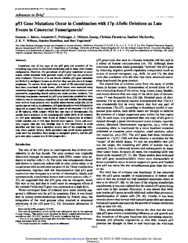 (PDF) P53 Gene Mutations Occur in Combination with 17P Allelic ...
