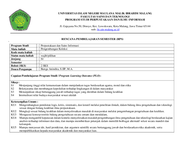 (PDF) Materi Perkuliahan dan Rencana Pembelajaran Semester Pengembangan ...