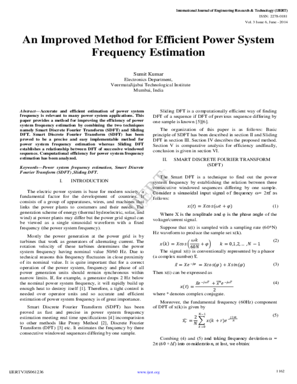 (PDF) IJERT-An Improved Method for Efficient Power System Frequency ... (PDF) IJERT-An Improved Method for Efficient Power System Frequency ...