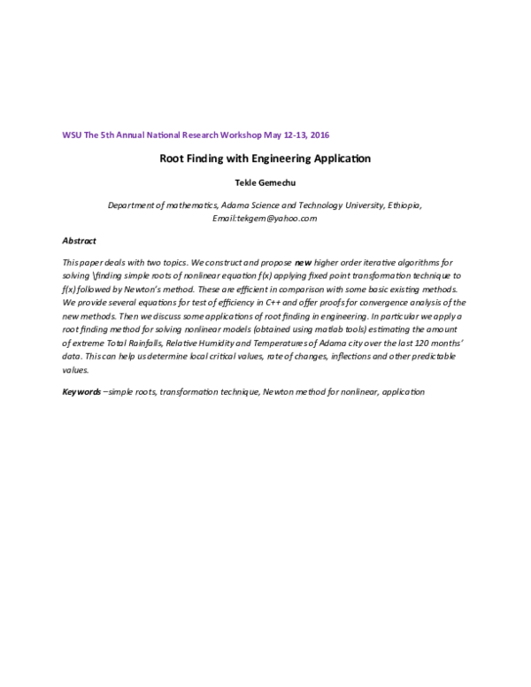 Doc Root Finding With Engineering Application