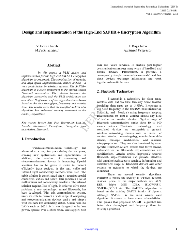 Pdf Design And Implementation Of The High End Safer Encryption Algorithm