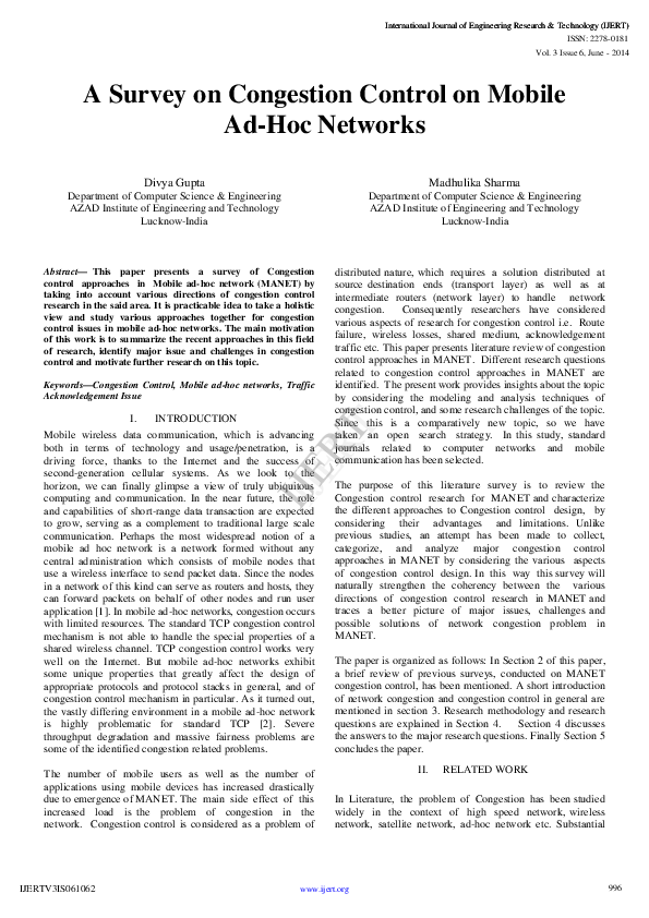 (PDF) IJERT-A Survey on Congestion Control on Mobile Ad-Hoc Networks