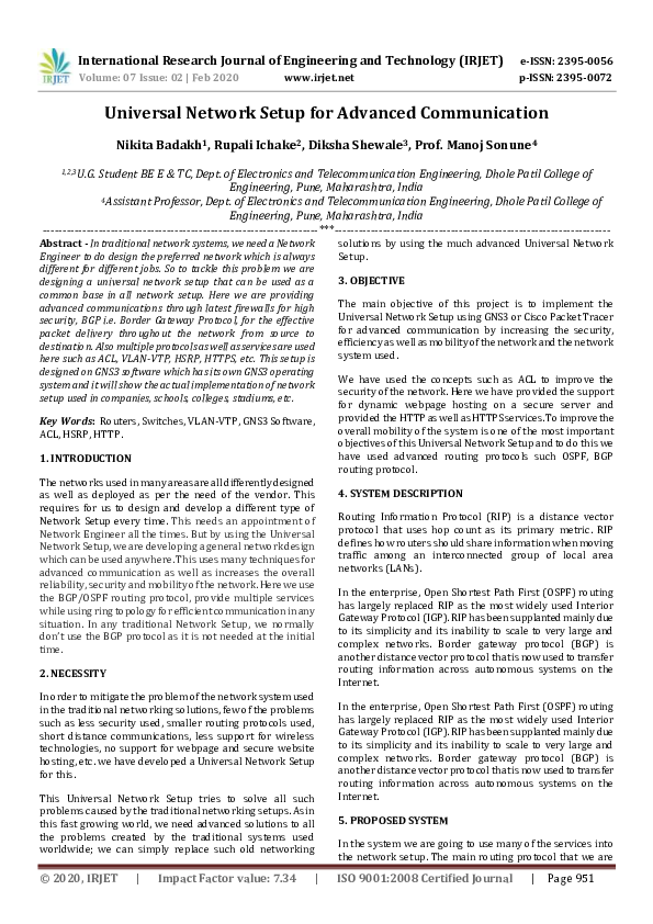 Pdf Irjet Universal Network Setup For Advanced Communication
