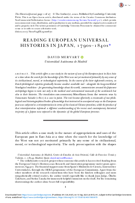(PDF) ‘Reading European Universal Histories in Japan: 1790s–1840s’, The ...
