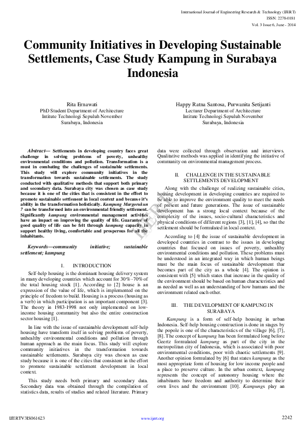 (PDF) IJERT-Community Initiatives in Developing Sustainable Settlements, Case Study Kampung in ...