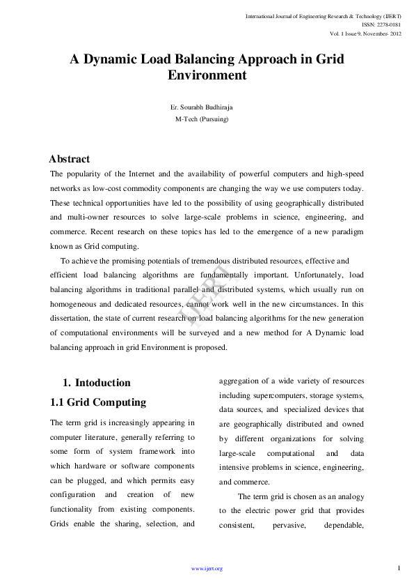 (PDF) IJERT-A Dynamic Load Balancing Approach in Grid Environment | IJERT Journal - Academia.edu