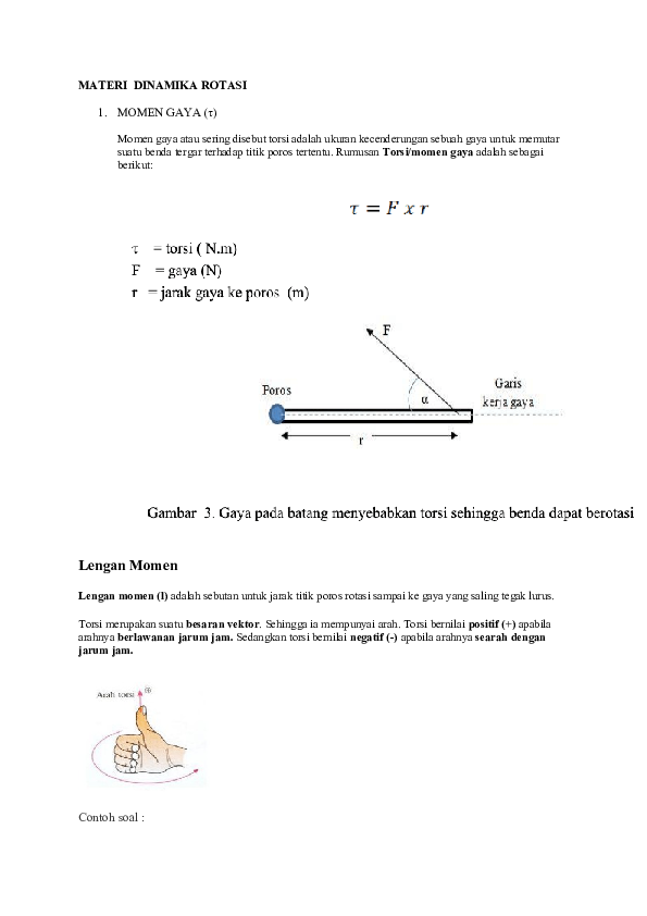 (DOC) MATERI DINAMIKA ROTASI 1. MOMEN GAYA (τ