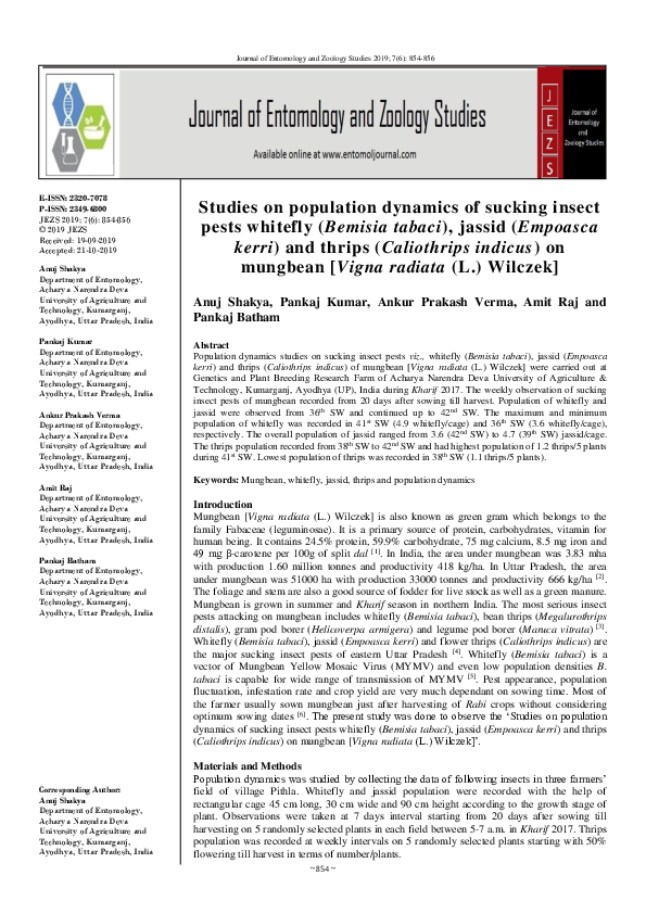 (PDF) Studies on population dynamics of sucking insect pests whitefly ...